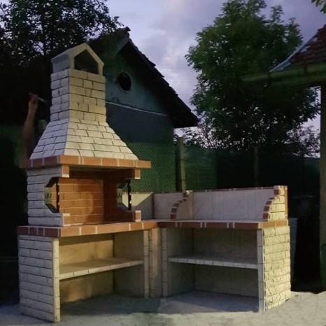 Gratar Gradina Mediu cu Raft - Placat cu piatra decorativa Vratza ...